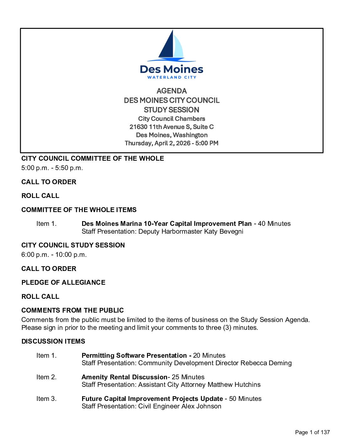 April 02, 2026, City Council Agenda Packet