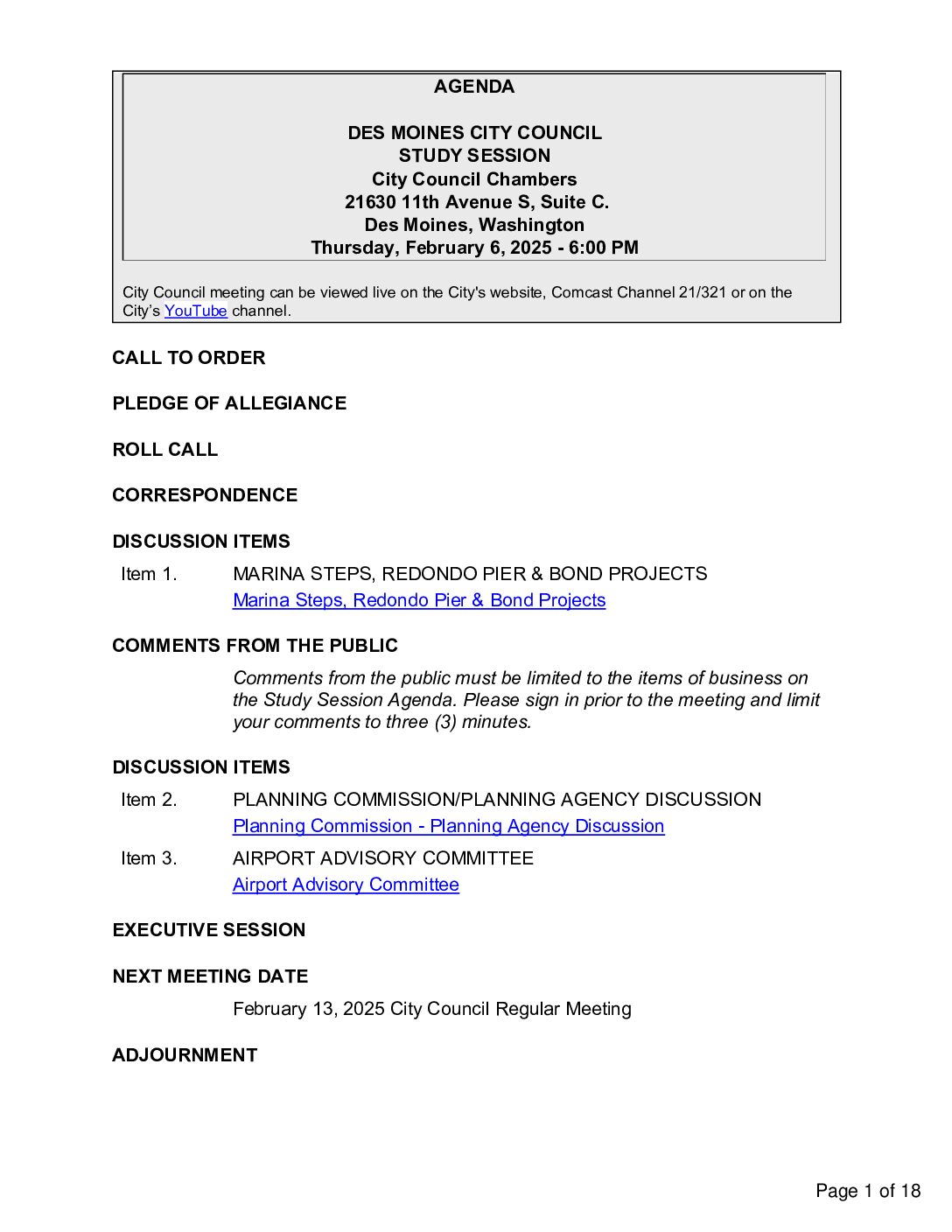 Study Session – 06 Feb 2025 – Agenda – Pdf